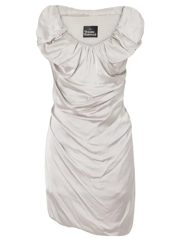 VIVIENNE WESTWOOD Ginnie Gathered Satin Mini Dress - Silver