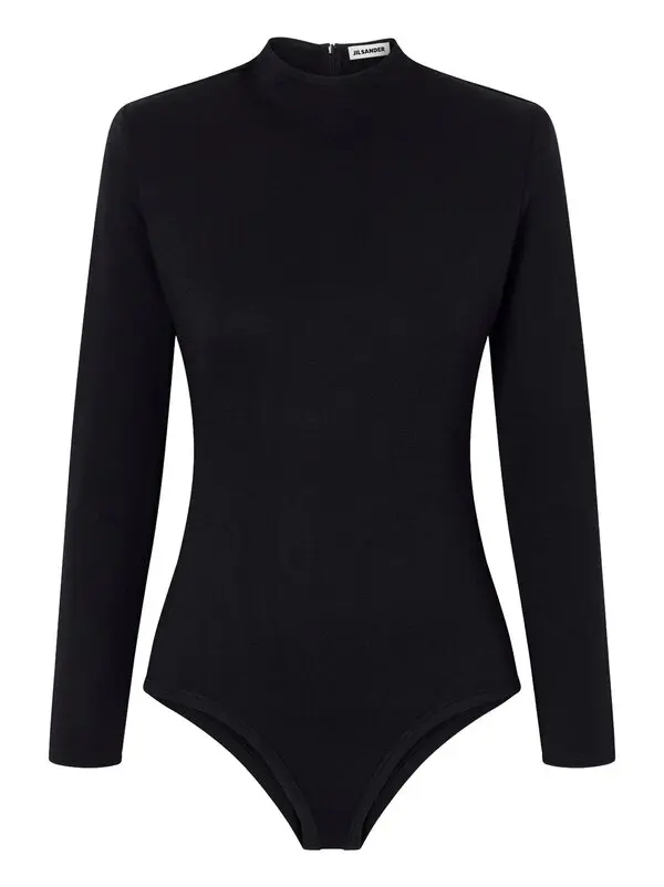 JIL SANDER Wool-jersey Bodysuit - Black