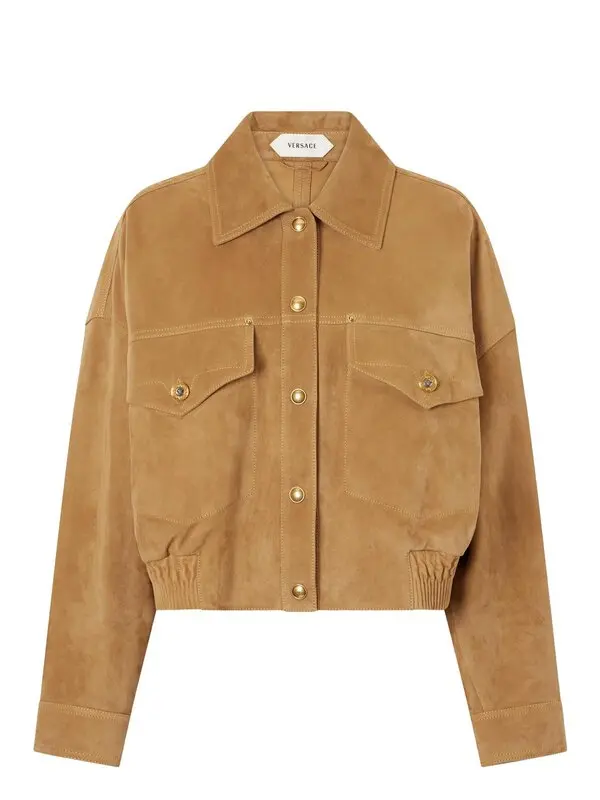 Versace Suede Blouson Jacket - Brown
