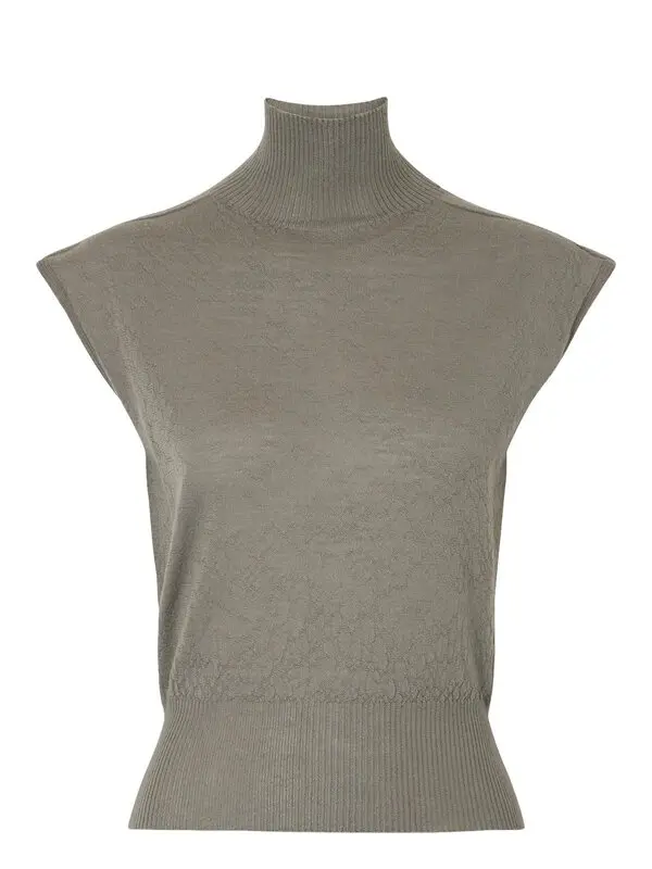 Rick Owens Ribbed Cashmere Turtleneck Top - Gray