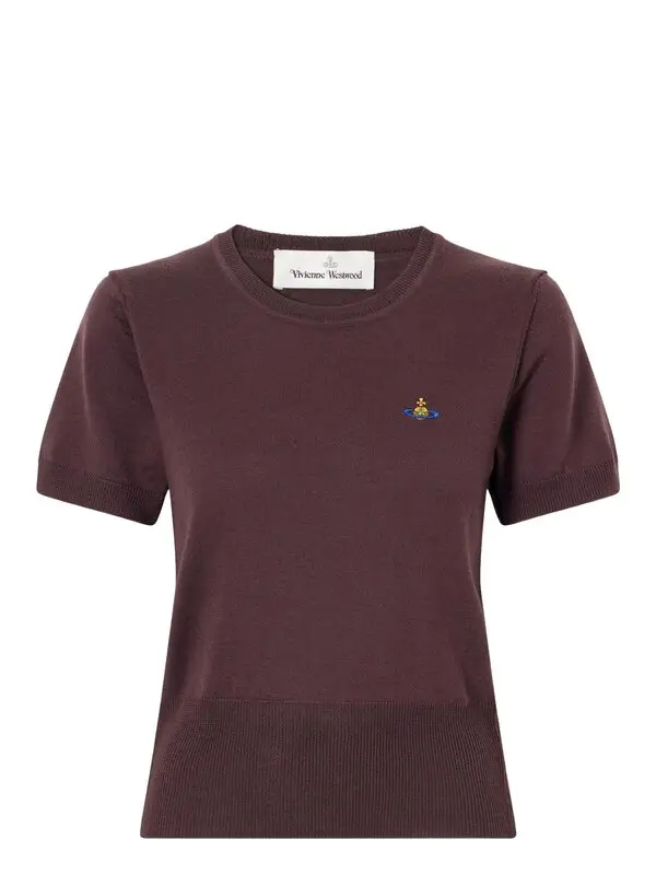 VIVIENNE WESTWOOD Bea Logo-embroidered Wool T-shirt - Brown