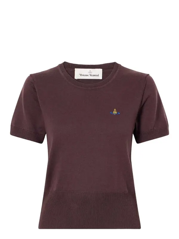 VIVIENNE WESTWOOD Bea Logo-embroidered Wool T-shirt - Chocolate