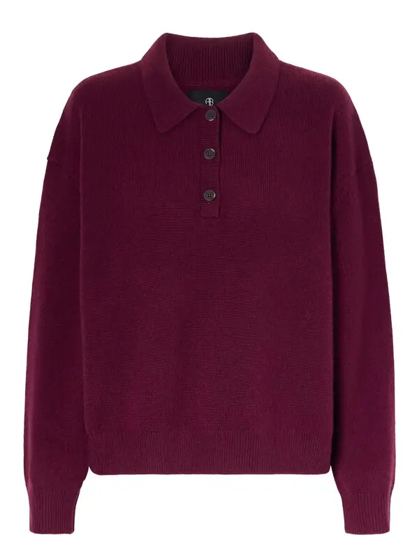 ANINE BING Cashmere Polo Sweater - Bubblegum