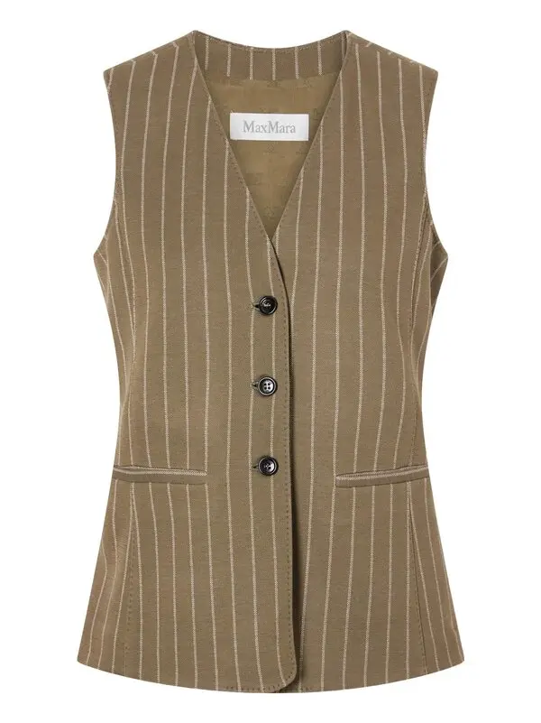 Max Mara Pinstriped Twill Vest - Green