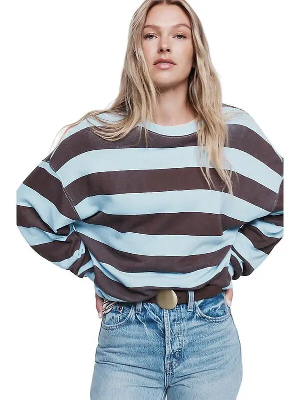 LETLUV Cotton Long Sleeve Top - Blue Stripe
