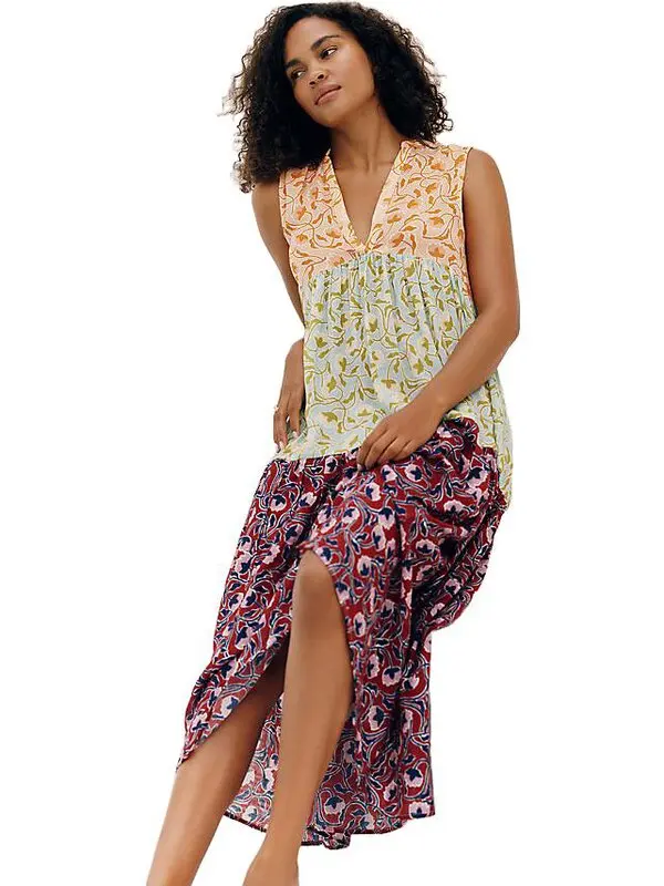 CELANDINE X Carla Llanos Printed Midi Dress - Orange Pattern