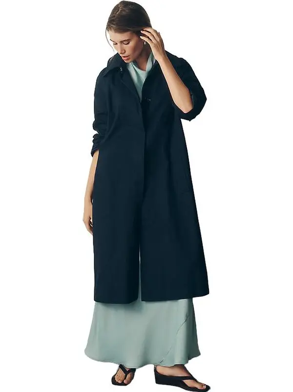 Avec Les Filles Long Trench Coat - Navy