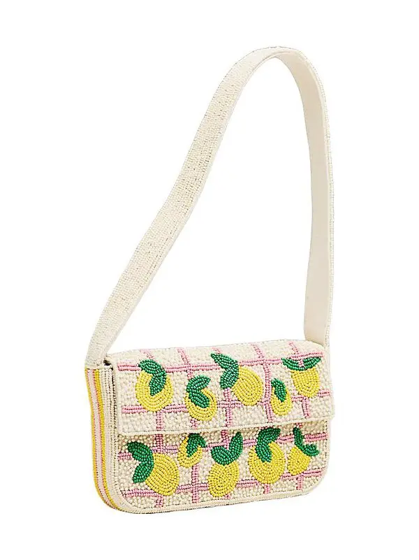 Anthropologie Beaded Shoulder Bag - Lemon