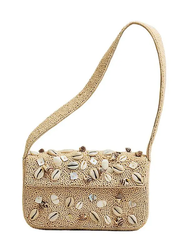 Anthropologie Fiona Beaded Shoulder Bag - Shells