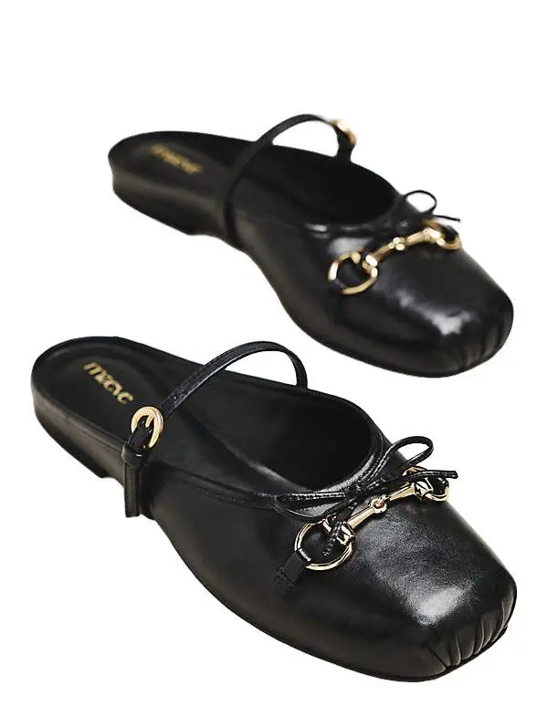 Maeve Horsebit Mule Ballet Flats - Black