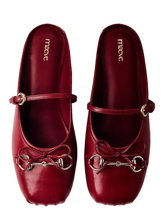 Maeve Horsebit Mule Ballet Flats - Red