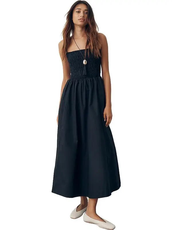 Anthropologie Smocked A-line Dress - Black
