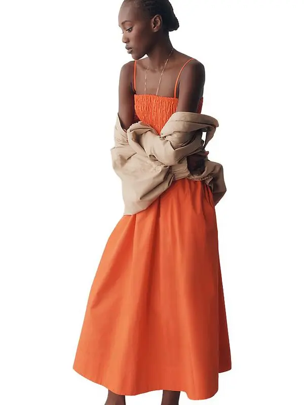 Anthropologie Smocked A-line Dress - Cherry Tomato