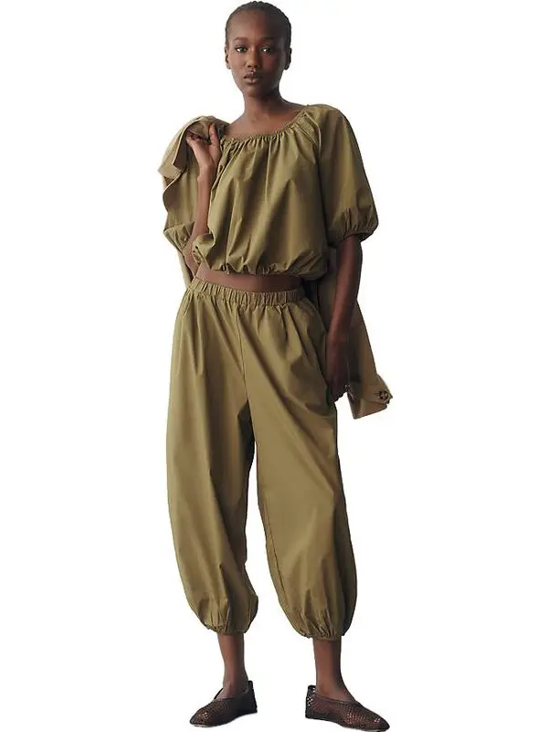 Daily Practice Cropped Bubble Pants - Olive