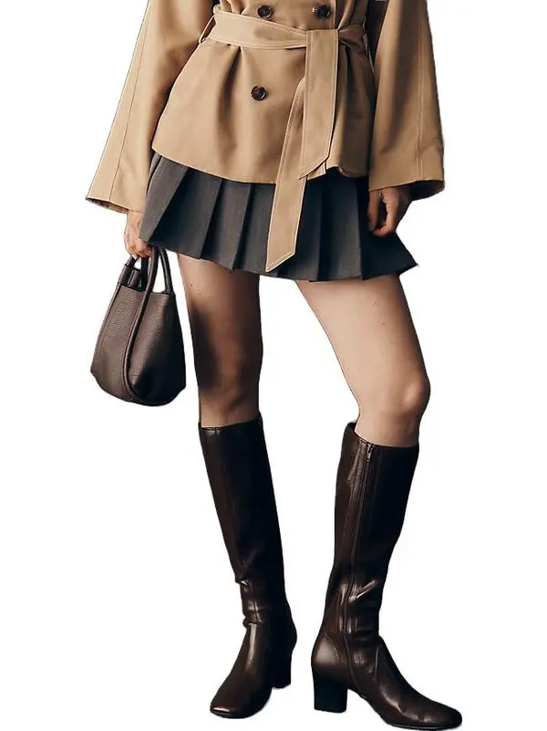 Jeffrey Campbell Knee-high Zip Up Boots - Coffee
