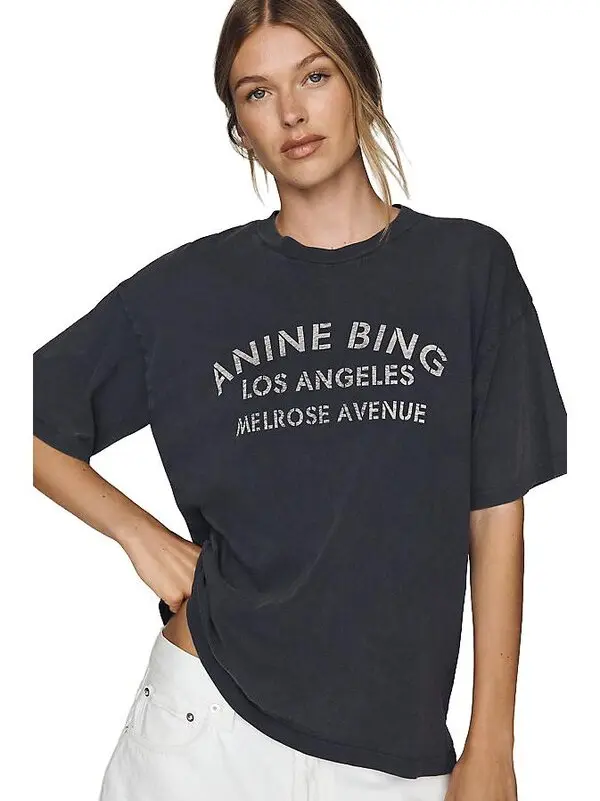 ANINE BING Melrose Stencil T-shirt - Washed Black