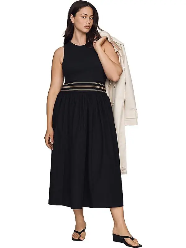 Anthropologie Banded Twofer Midi Dress - Black