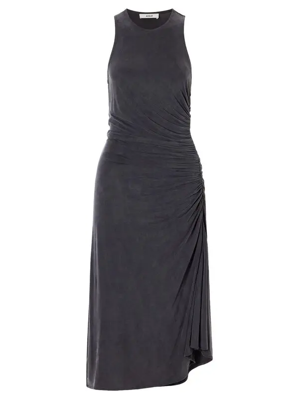 AGOLDE Anya Ruched Stretch-jersey Midi Dress - Gray
