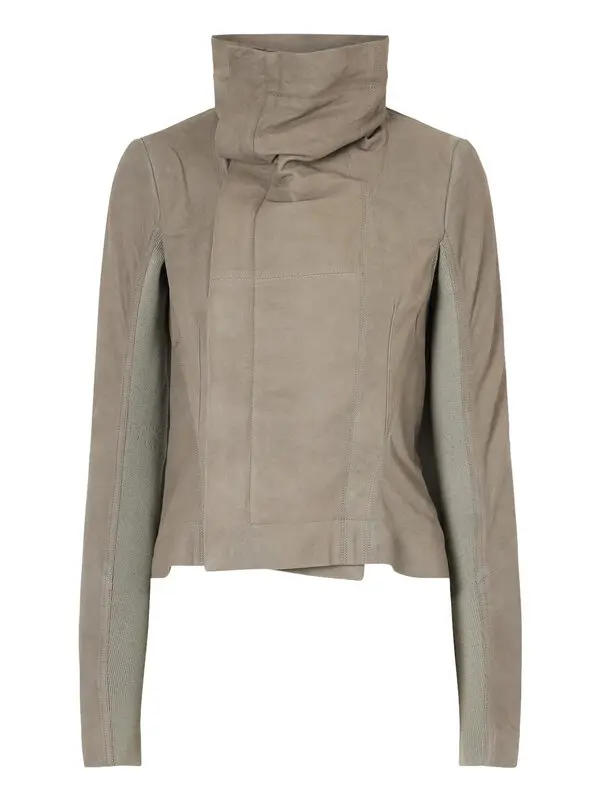 Rick Owens Virgin Wool-trimmed Suede Biker Jacket - Gray