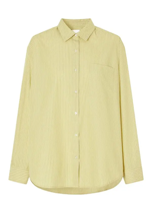 LESET Yoshi Striped Cotton And Lyocell-blend Poplin Shirt - Yellow
