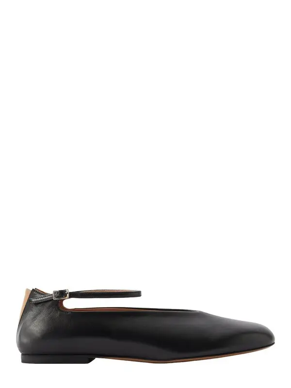 JIL SANDER Elyss Leather Ballet Flats - Black