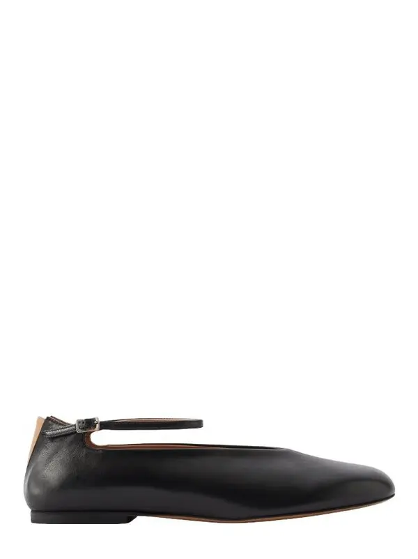 JIL SANDER Elyss Leather Ballet Flats - Black
