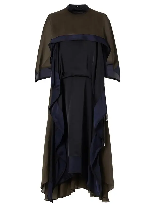 Sacai Satin And Chiffon Midi Dress - Multi