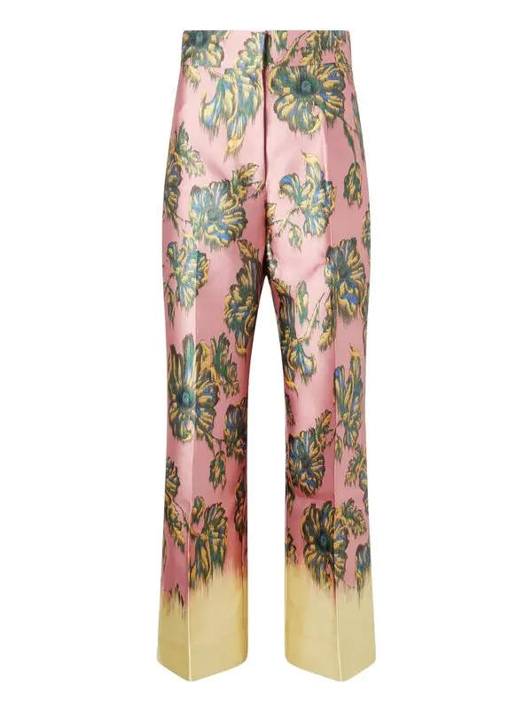 ALEMAIS Faye Floral-print Twill Wide-leg Pants - Pink