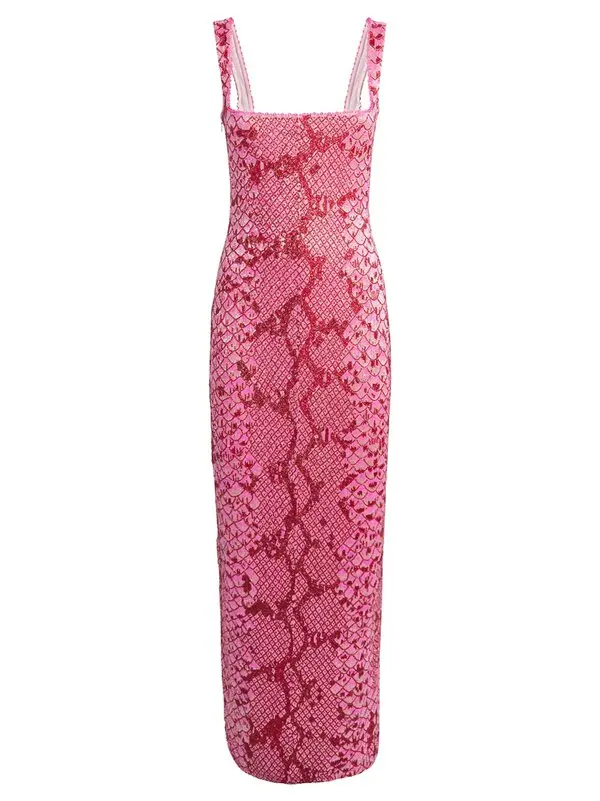 CLIO PEPPIATT Snake Medusa Midi Dress - Red