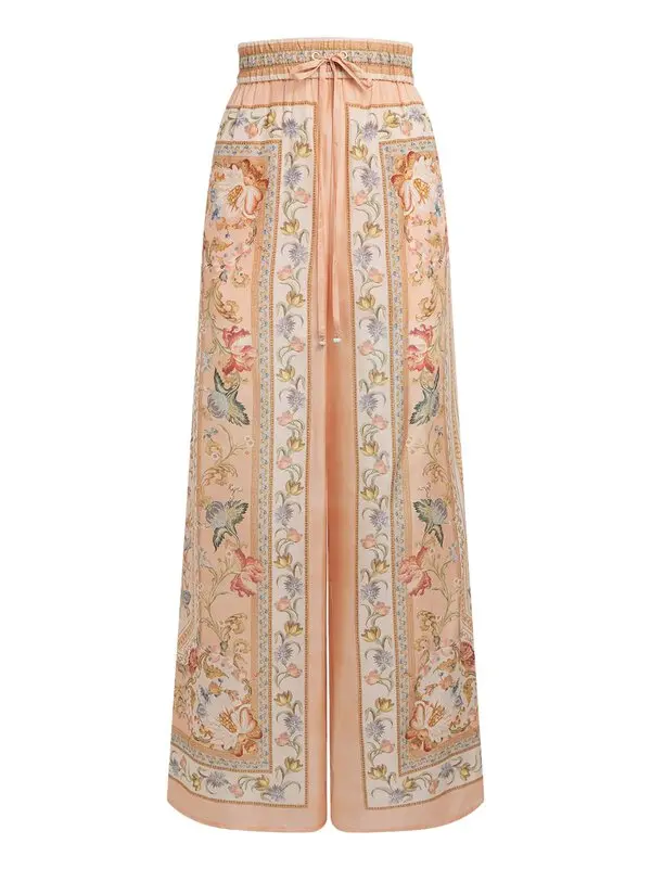 Zimmermann Roselight Silk Drawstring Trousers - Pink