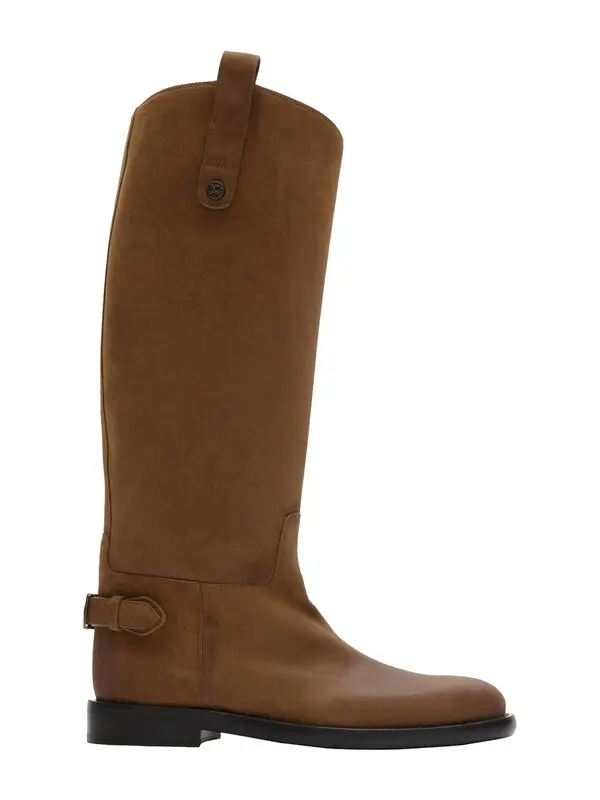 Burberry Suede Cavalier Knee-high Boots - Brown