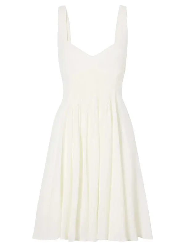 JW Anderson Pleated Gathered Crepon Mini Dress - Ivory