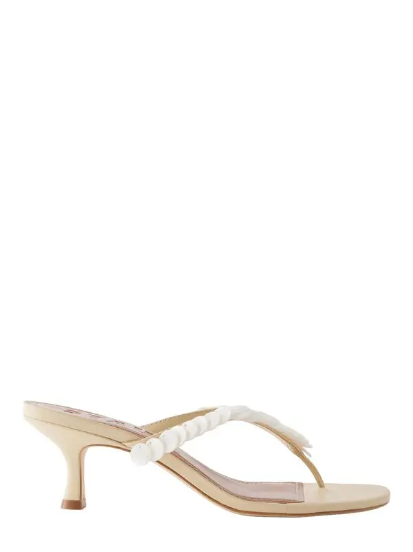 Staud Freja 60 Embellished Leather Thong Sandals - Neutrals