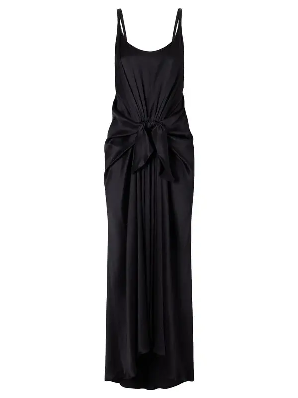 JW Anderson Tie-detailed Crinkled-silk Maxi Dress - Black
