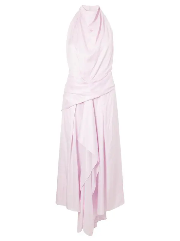 Brandon Maxwell Halterneck Asymmetrical Midi Dress - Pink