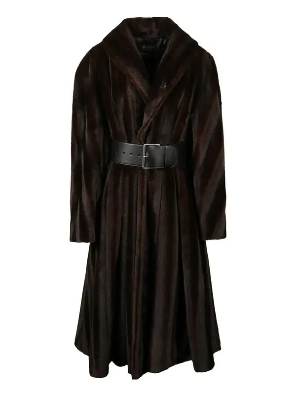 Balenciaga Faux Fur A-line Coat - Deep Brown