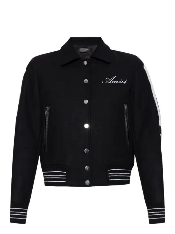 Amiri Logo Lapel Jacket With Bone Detailing - Black