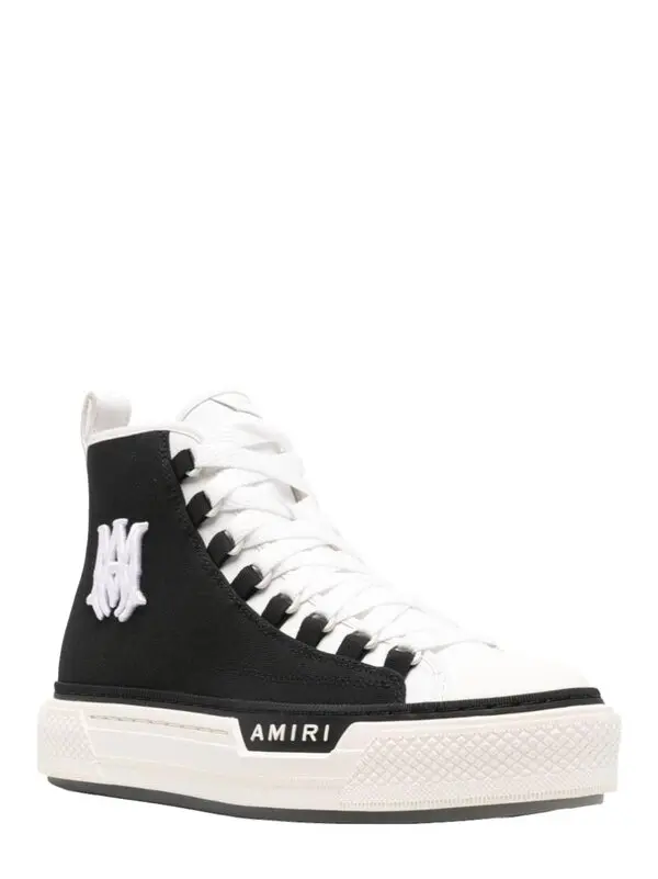 Amiri Court Round Toe Lace-up Sneakers - Black