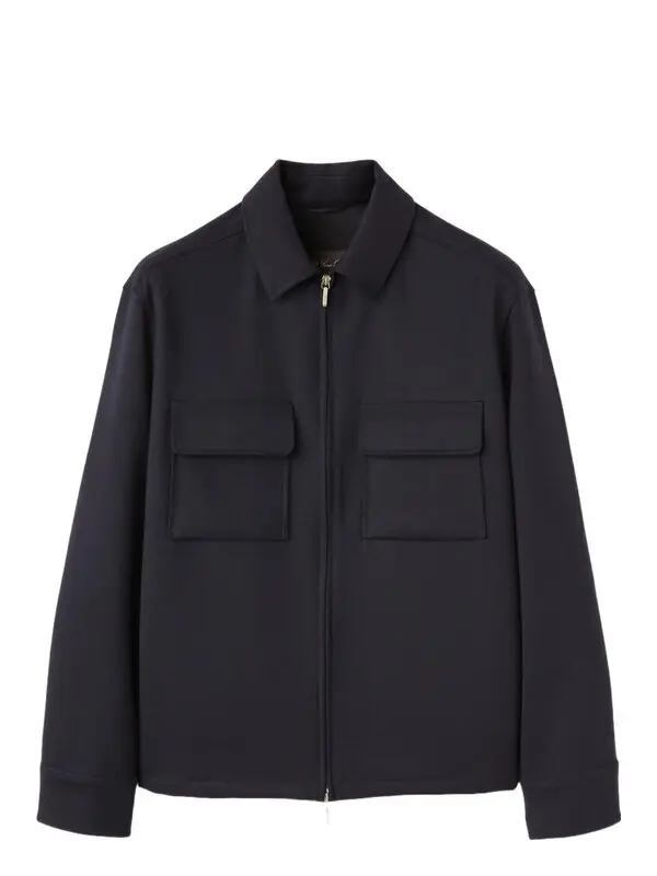 Loro Piana Long-sleeved Casual Jacket With Lapels And Pockets - Navy Blue