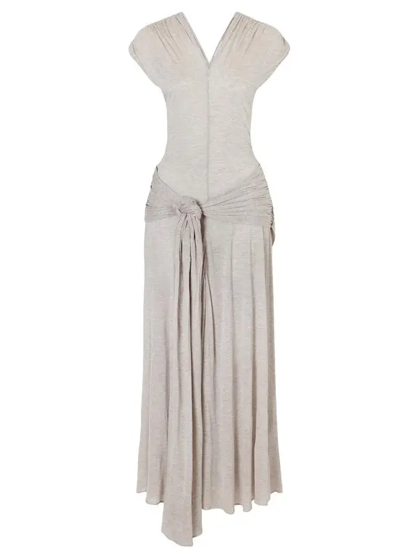 JW Anderson Knot-detail Modal And Cashmere-blend Maxi Dress - Neutrals
