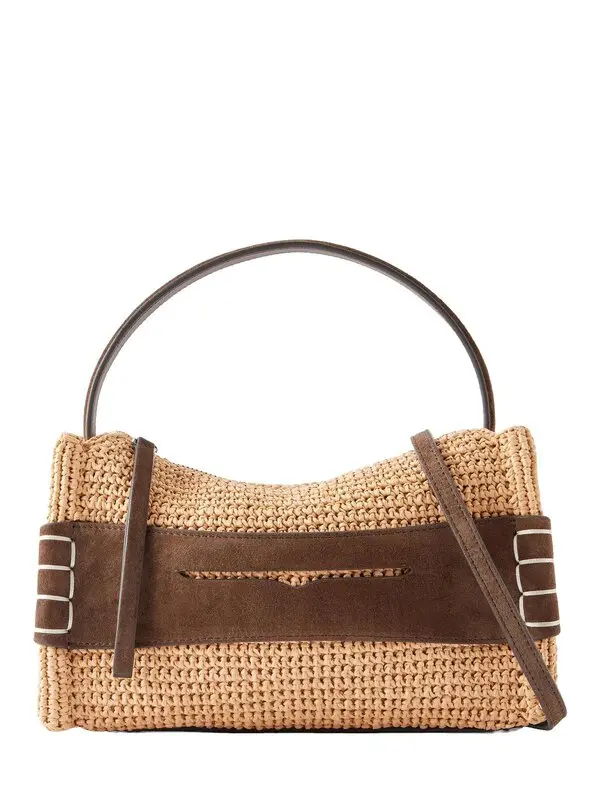 JW Anderson Loafer Crocheted Raffia Shoulder Bag - Neutrals