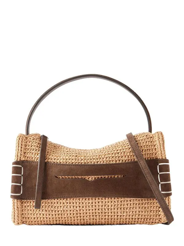JW Anderson Loafer Crocheted Raffia Shoulder Bag - Neutrals