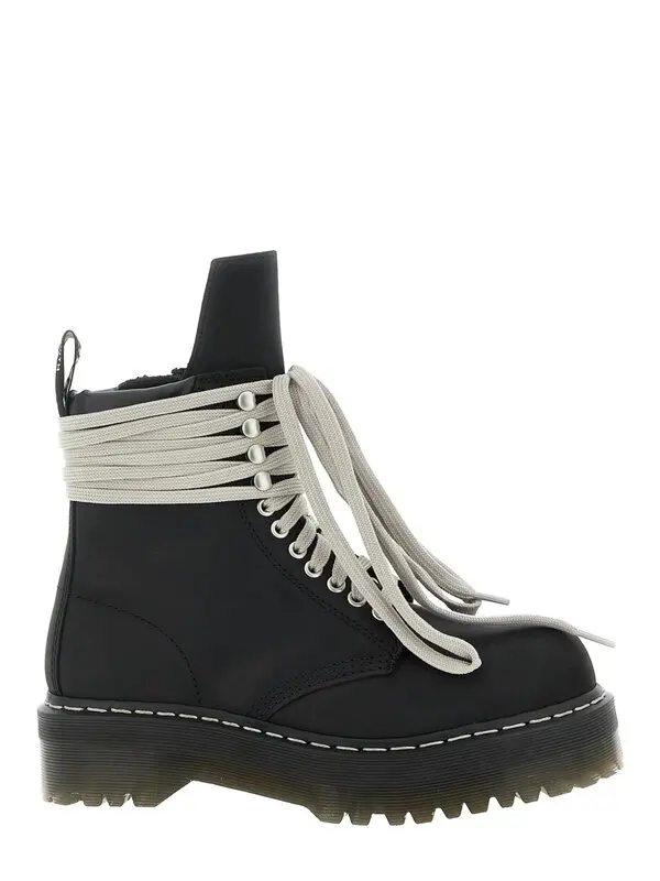 Rick Owens X Dr. Martens Quad Sole Steel Toe Lace-up Boots - Black
