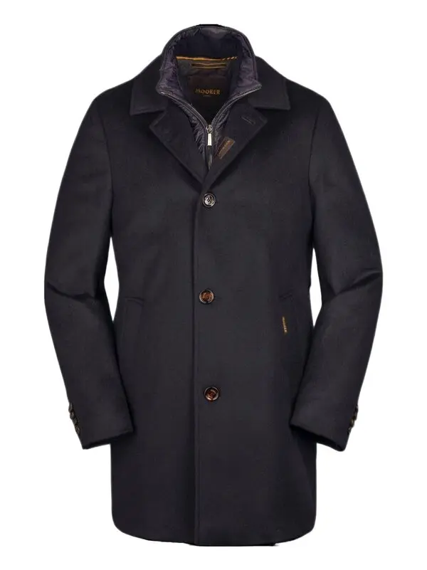 MOORER Single-breasted Wool Coat With Layered Detail - Black