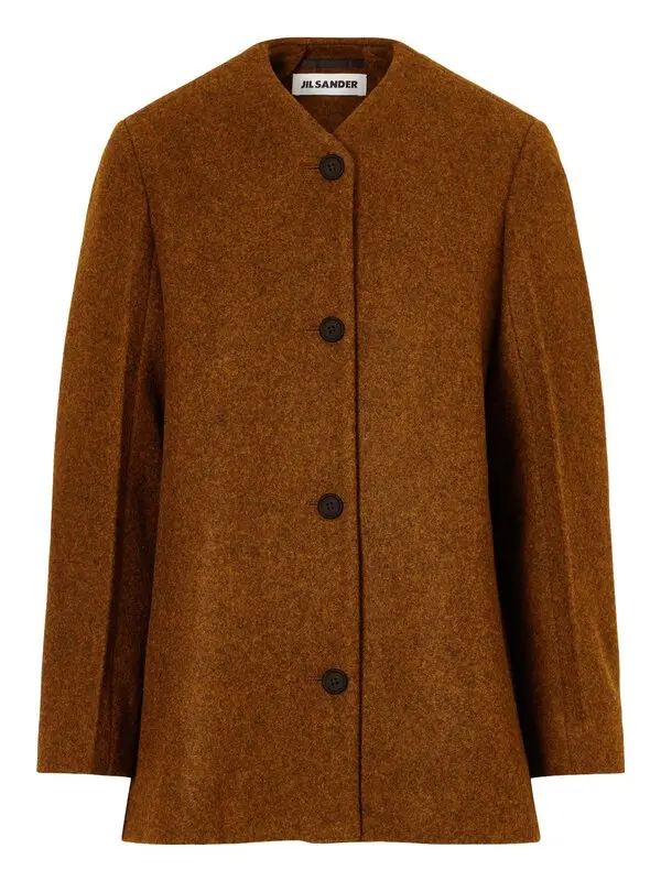JIL SANDER Mélange Wool Jacket - Brown