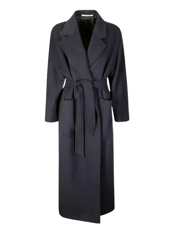 Tagliatore Belted Coat With Patch Pockets - Black