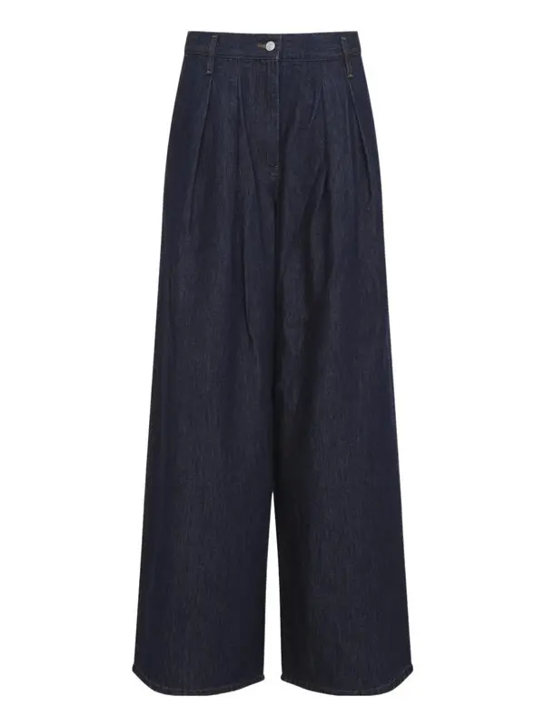 Dries Van Noten Wide Leg Pleated Jeans - Black