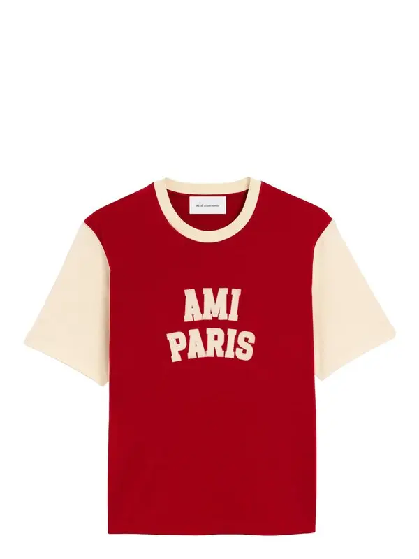 AMI Paris Short-sleeved T-shirt - Ruby Red/ivory White