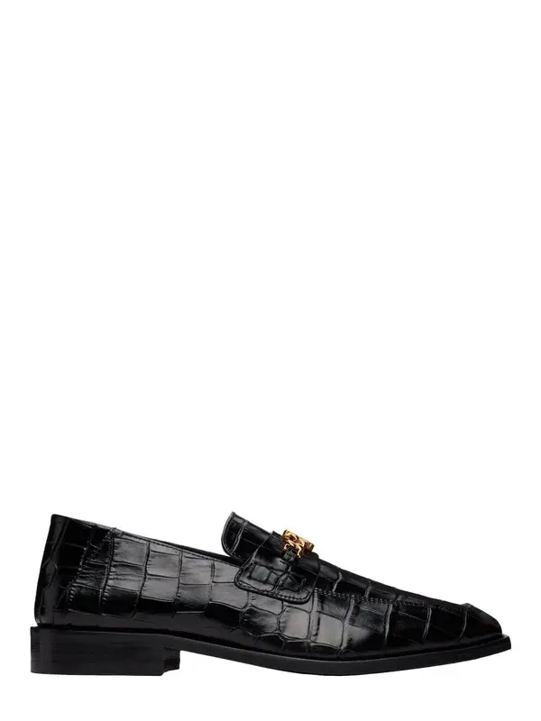 Amiri Croc Embossed Leather Loafers With Logo Hardware - Black