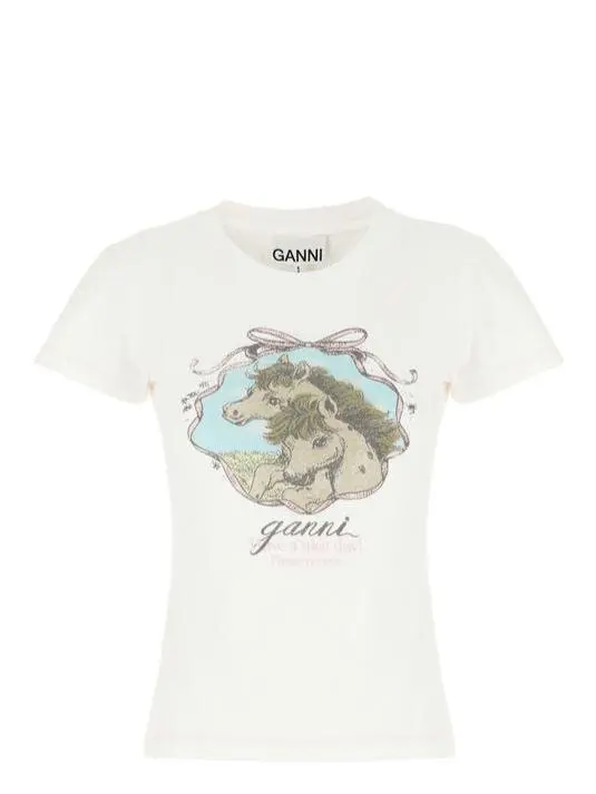 GANNI Short-sleeved T-shirt - Ivory